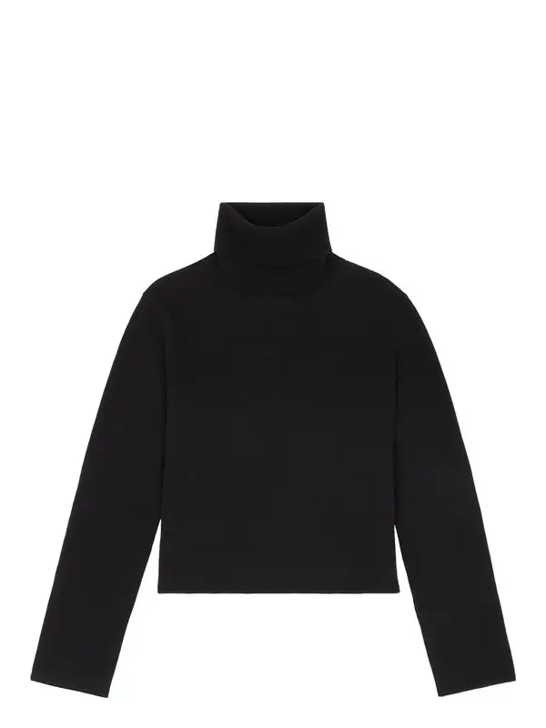 MAISON MARGIELA High Turtleneck Knit Jumper With Leather Patches - Black