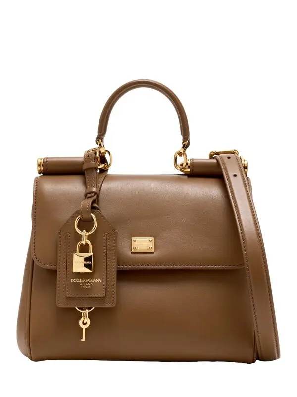 Dolce & Gabbana Sicily Tote Bag With Designer Logo And Top Handles - Brown