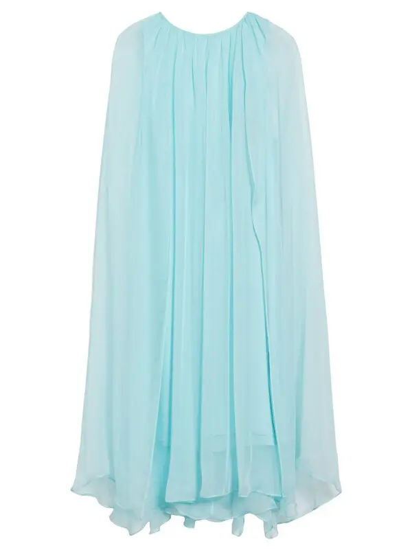 Max Mara Tulle Crewneck Sleeveless Dress - Sky-blue