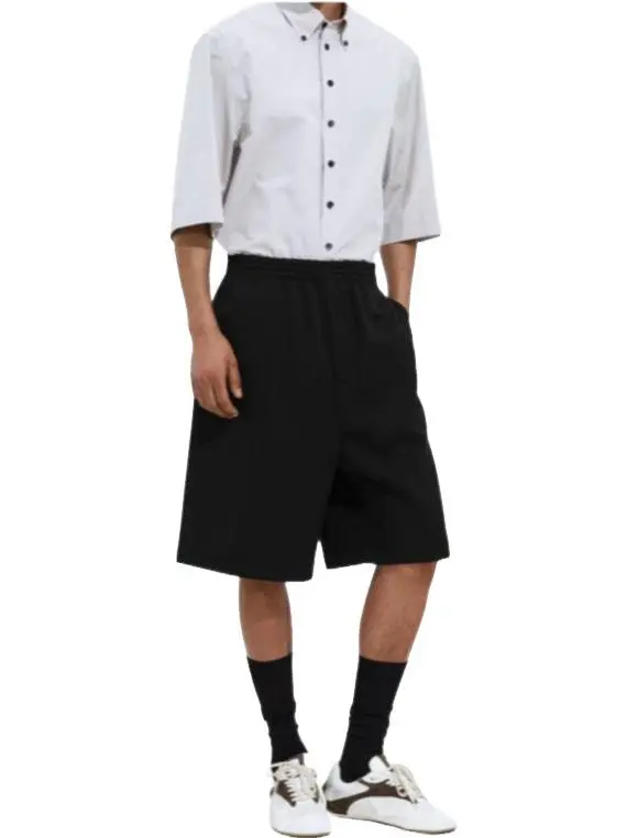 Bottega Veneta Wool Grain De Poudre Shorts - Black