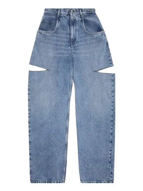 MAISON MARGIELA Belt Loop Jeans With Cutouts - Blue