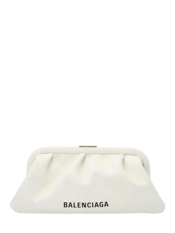 Balenciaga Logo Clutch - White