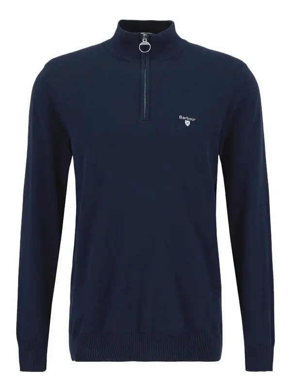 Barbour Half-zip Ribbed Trim Sweater - Navy Blue