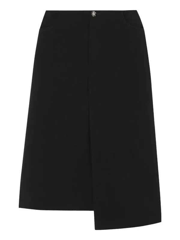 Proenza Schouler Asymmetrical Wool Midi Skirt - Black