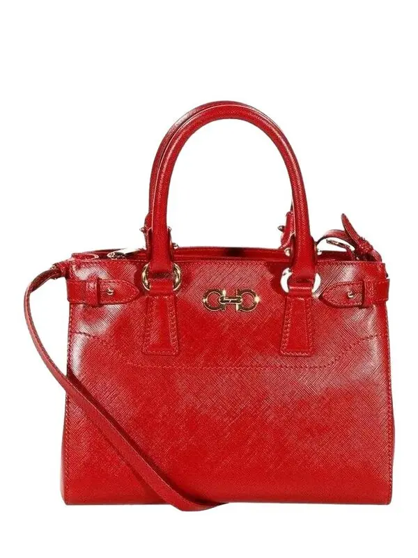 FERRAGAMO Gancini Logo Handbag - Red