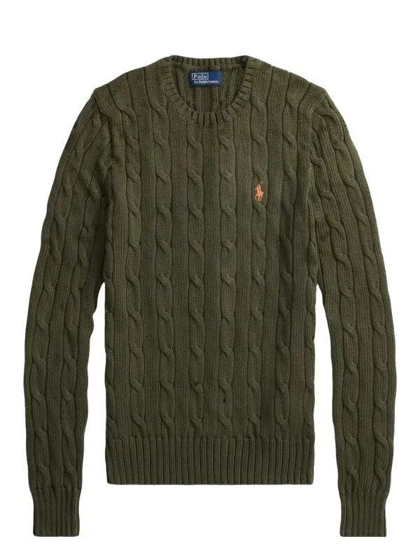 Polo Ralph Lauren Pony Embroidered Cable-knit Crewneck Jumper - Green