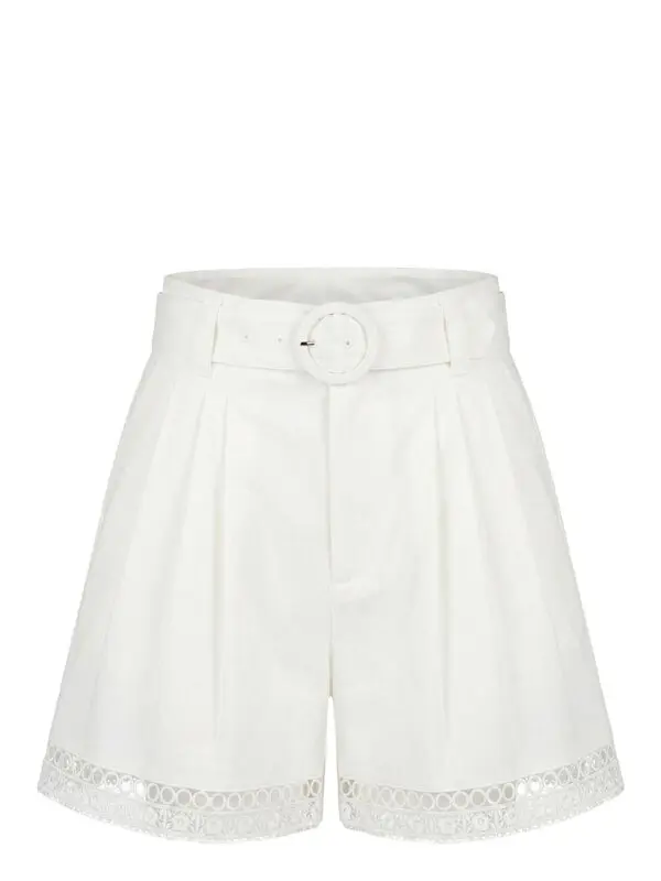 TWINSET Embroidered Belted Shorts - White