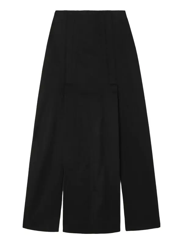 Proenza Schouler Wool Blend Midi Skirt With Front Slit - Black