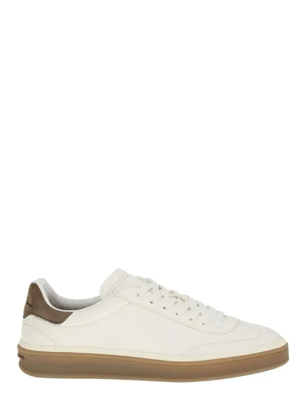 Loro Piana Tennis Walk Suede-trimmed Leather Sneakers - White