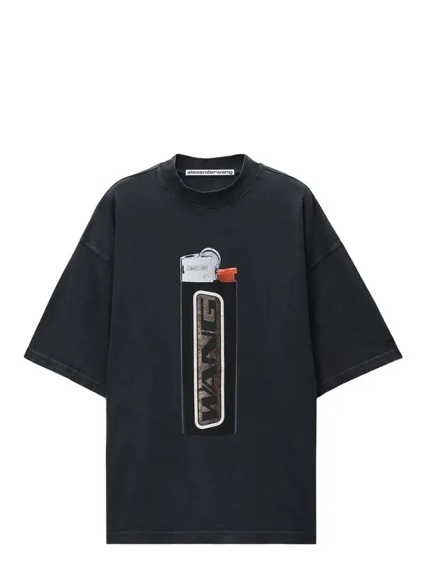 Alexander Wang Lighter Graphic T-shirt - Washed Black