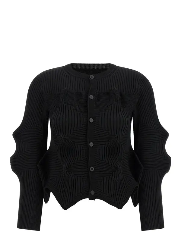 Issey Miyake Linkage Textured Cropped Cardigan - Black