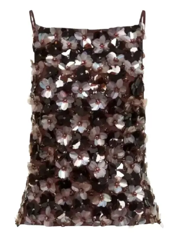 P.a.r.o.s.h Floral Embellished Camisole - Brown