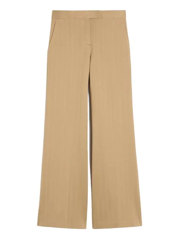 Max Mara Palazzo Pants With Pinstriped Jacquard - Desert-colored