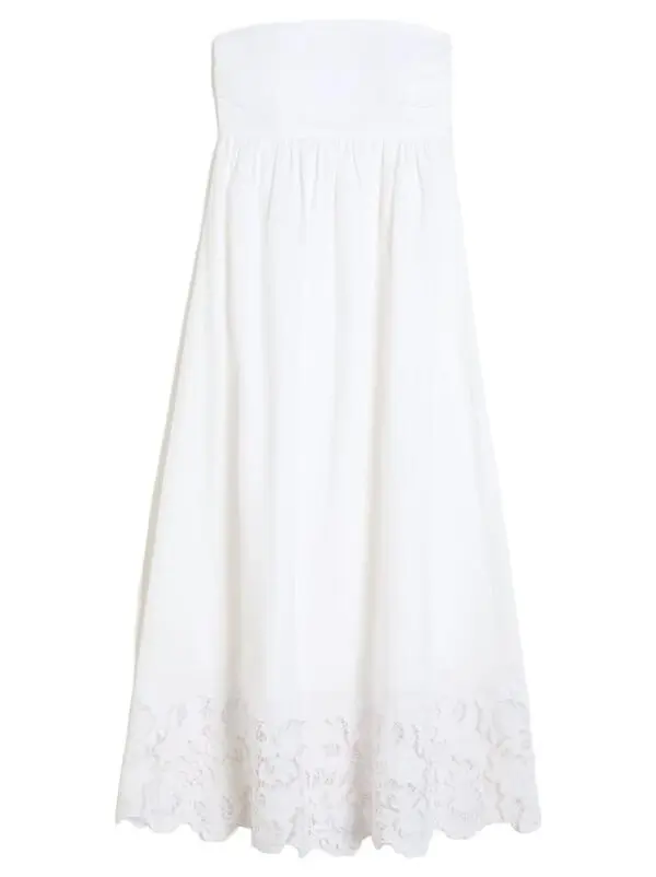 Max Mara Cena Strapless Lace Dress - White