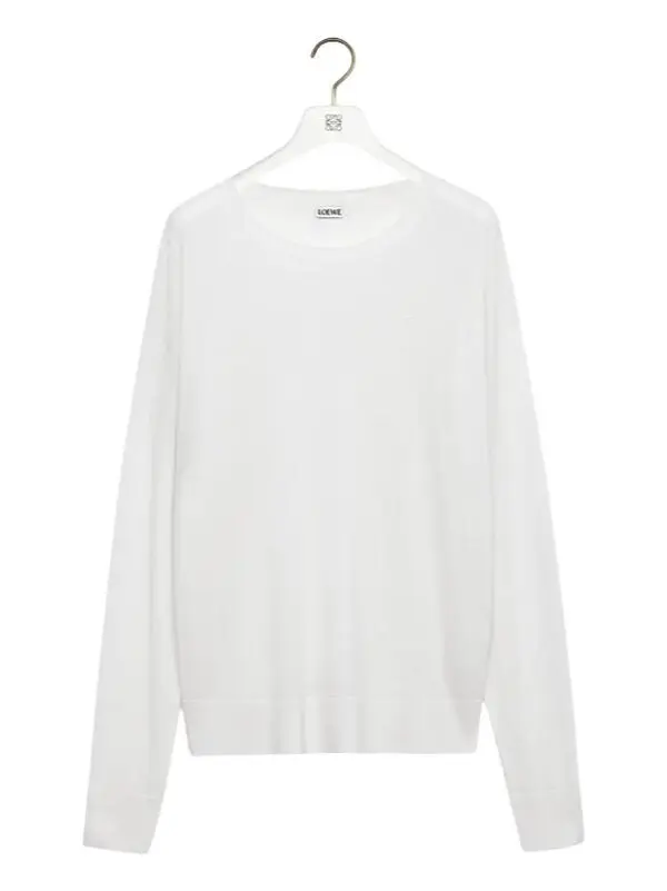 Loewe Sweater In Wool With Anagram Embroidery - White