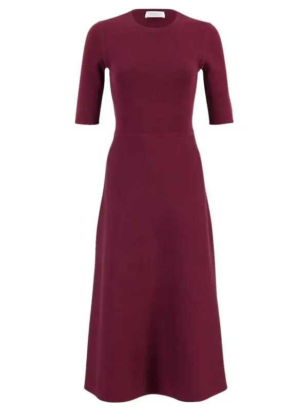 Gabriela Hearst Round Neck Short Sleeve Dress - Deep Bordeaux Red