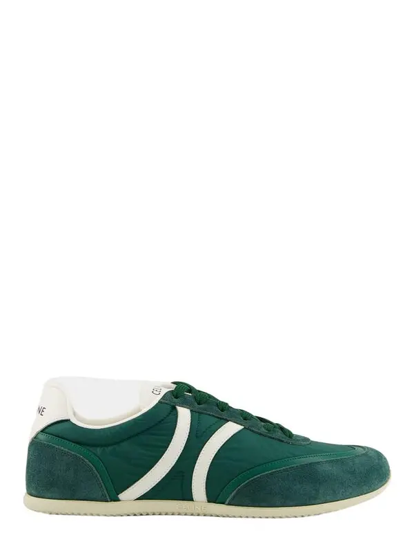Celine Jogger Low Lace-up Sneakers In Nylon, Suede, And Calfskin - Green
