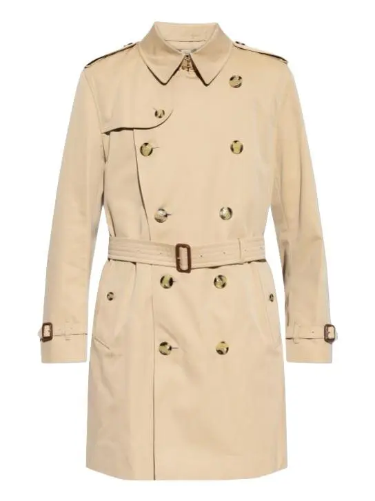 Burberry Double Breasted Belted Trench Coat - Beige