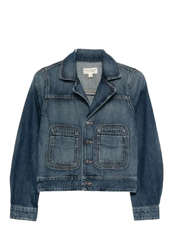 NILI LOTAN Long Sleeve Denim Jacket - Blue