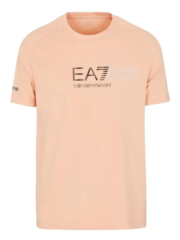 EA7 Line Logo Shoulder Collar T-shirt - Nude