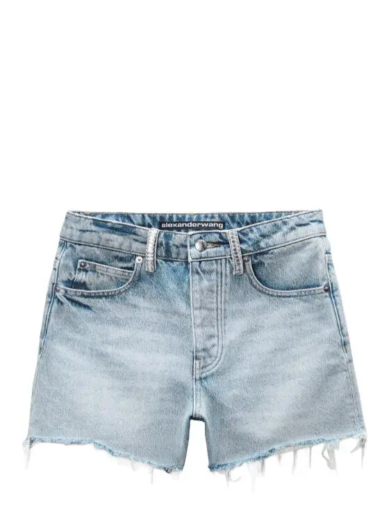 Alexander Wang Embellished Belt-loop Denim Shorts - Blue