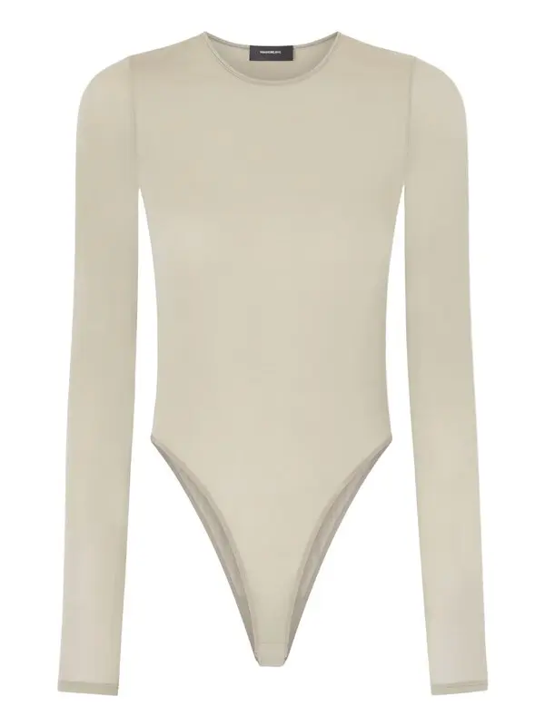 Wardrobe.NYC Stretch-jersey Bodysuit With Long Sleeves And Button Fastening - Nude