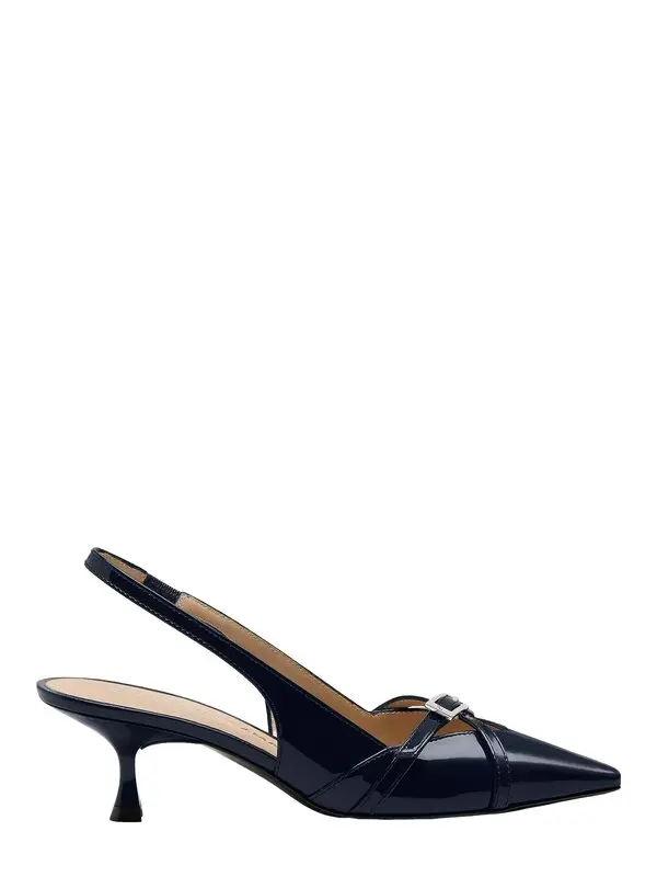 STUART WEITZMAN Georgie Slingback 50 Pointed-toe Sandals - Navy Blue