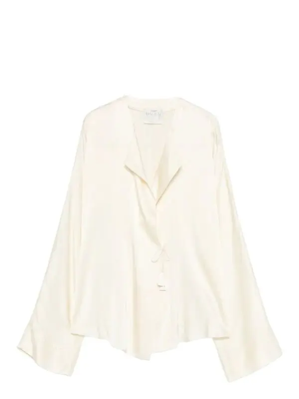 FORTE_FORTE Tasseled Tie-fastening Blouse - Yogurt