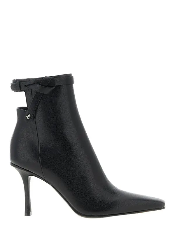 JIMMY CHOO Camie Knotted-strap Leather Ankle Boots - Black