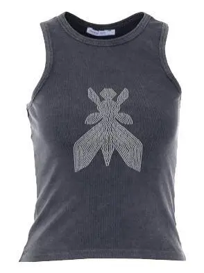 Patrizia Pepe Rhinestone Embellished Knitted Tank Top - Black