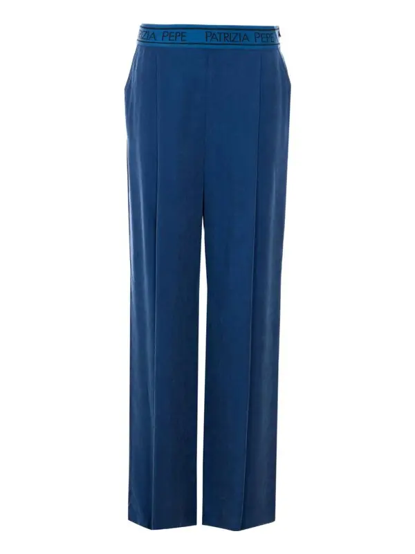 Patrizia Pepe Elastic Waistband Wide-leg Fluid Pants - Blue