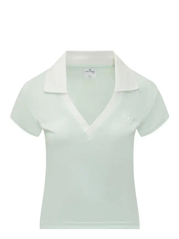 COURREGES Courrèges Sports Cropped V-neck T-shirt - White
