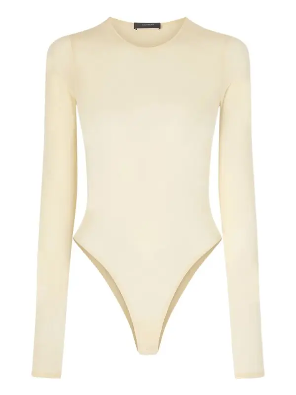 Wardrobe.NYC Long Sleeve Stretch-jersey Bodysuit - White