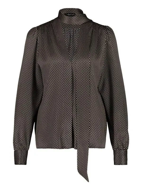 TOM FORD Polka Dot V-neck Silk-blend Blouse - Black