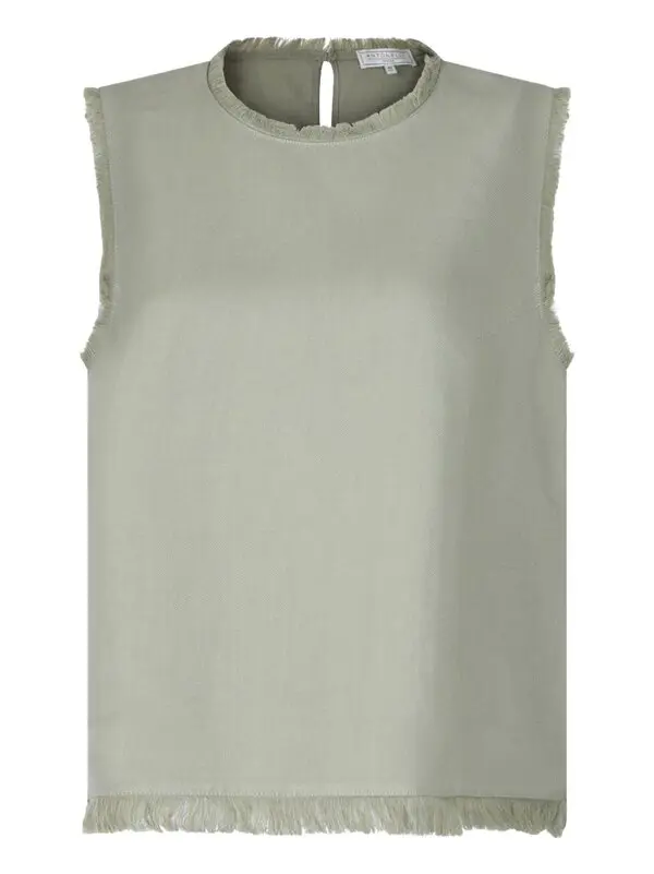 Antonelli Firenze Sleeveless Top With Fringe Detail - Gray