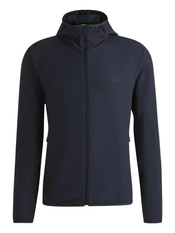 Hugo Boss Zip-up Hooded Jacket With Elasticated Cuffs - Dark Blue