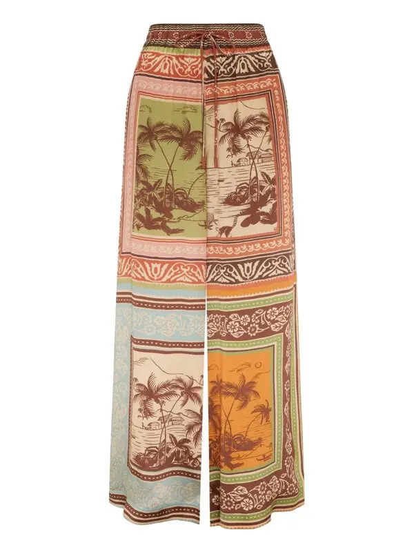 ALEMAIS Alberta Printed Wide-leg Pants - Nude