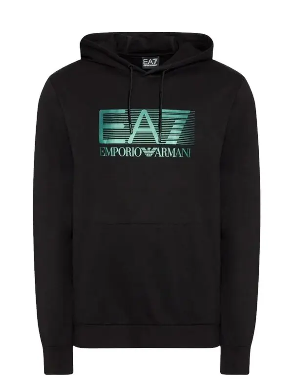 EA7 Logo Hooded Sweater - Black