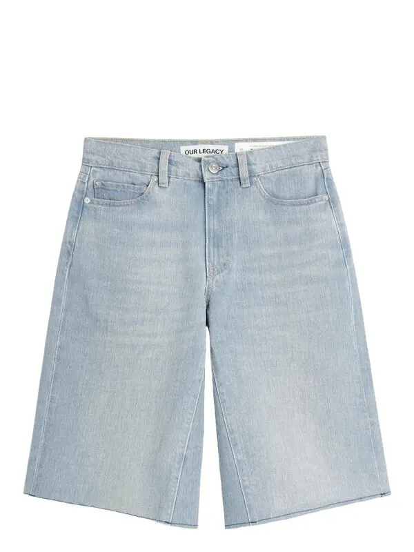 Our Legacy Raw Hem Denim Bermuda Shorts - Gray