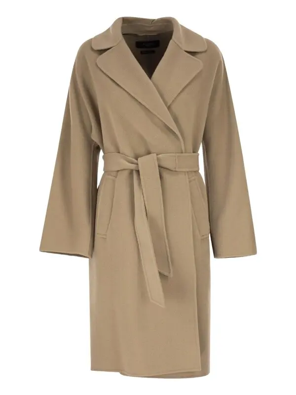 Max Mara Belted Wool Coat - Nude