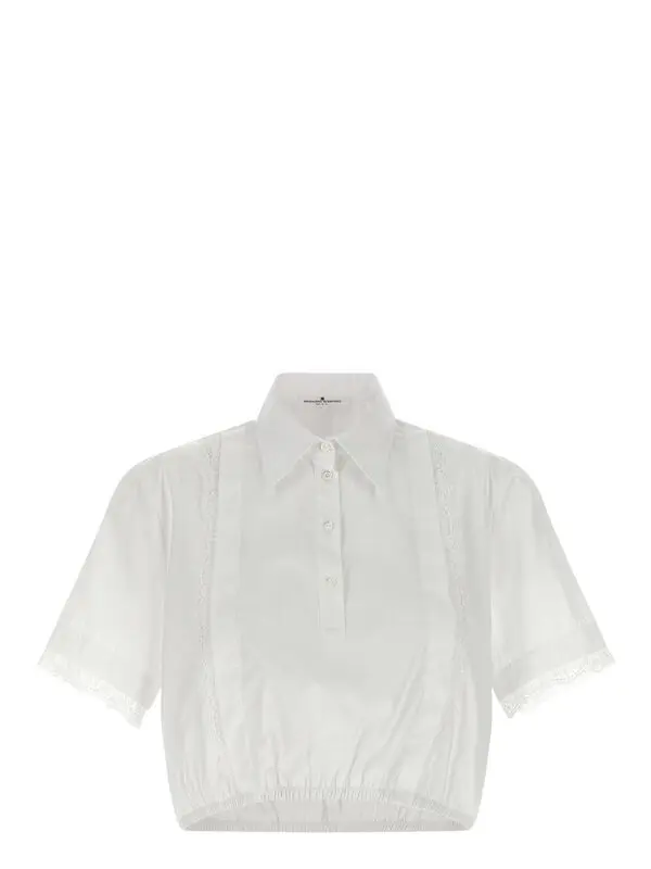 Ermanno Scervino Lace Insert Cropped Shirt - White