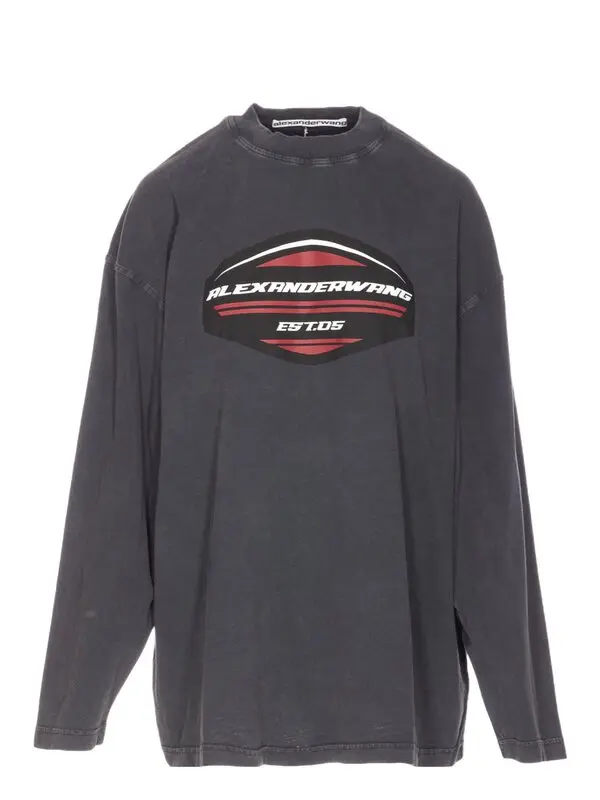 Alexander Wang Shield Graphic Long Sleeve T-shirt - Black