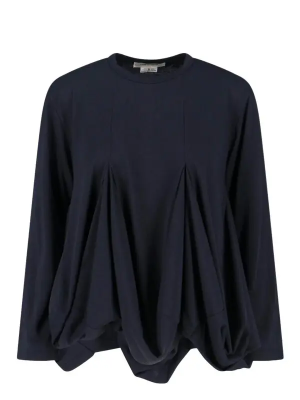 Comme Des Garçons Long Sleeve Pleated Top - Black