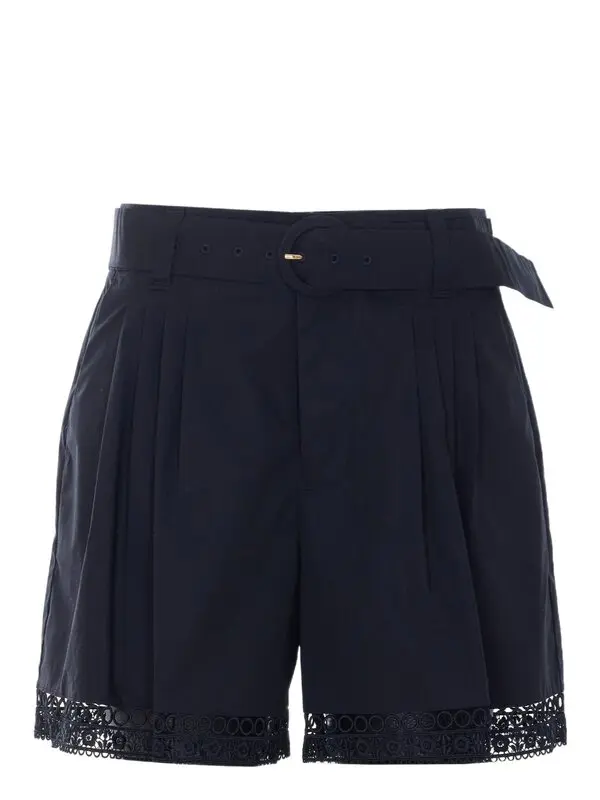 TWINSET Embroidered Belted Shorts - Black