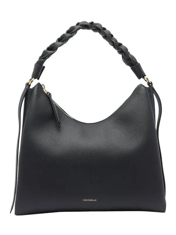 COCCINELLE Boheme Zip-up Medium Tote Bag With Braided Handles - Black