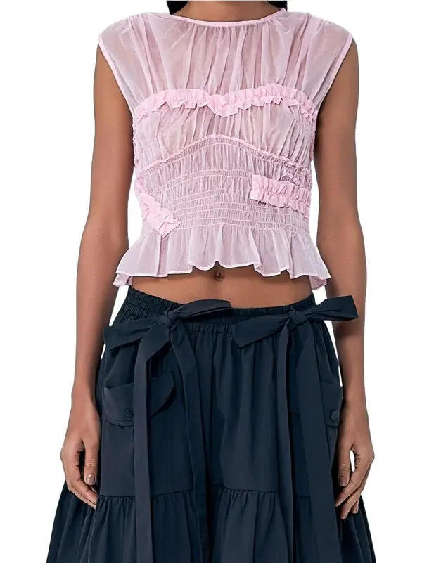 Cecilie Bahnsen Sheer Ruffle Blouse - Black