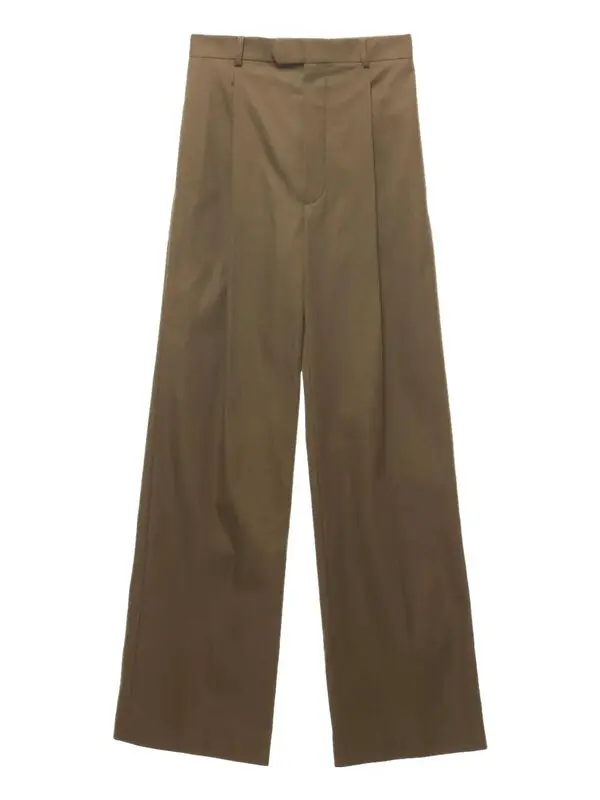 Carven Pleated Front Cotton Trousers - Brown