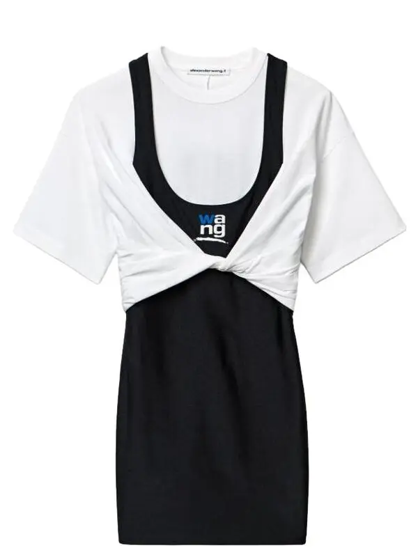 Alexander Wang Layered Cotton T-shirt Dress - Black