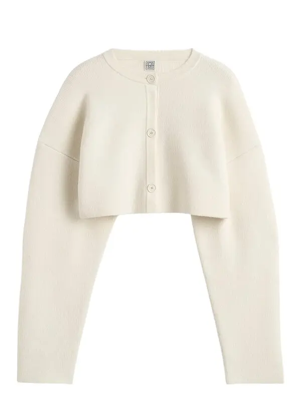 TOTEME Crewneck Cropped Cardigan - White