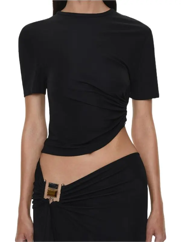 Christopher Esber Bezel Quartz Ruched Tee T-shirt - Black